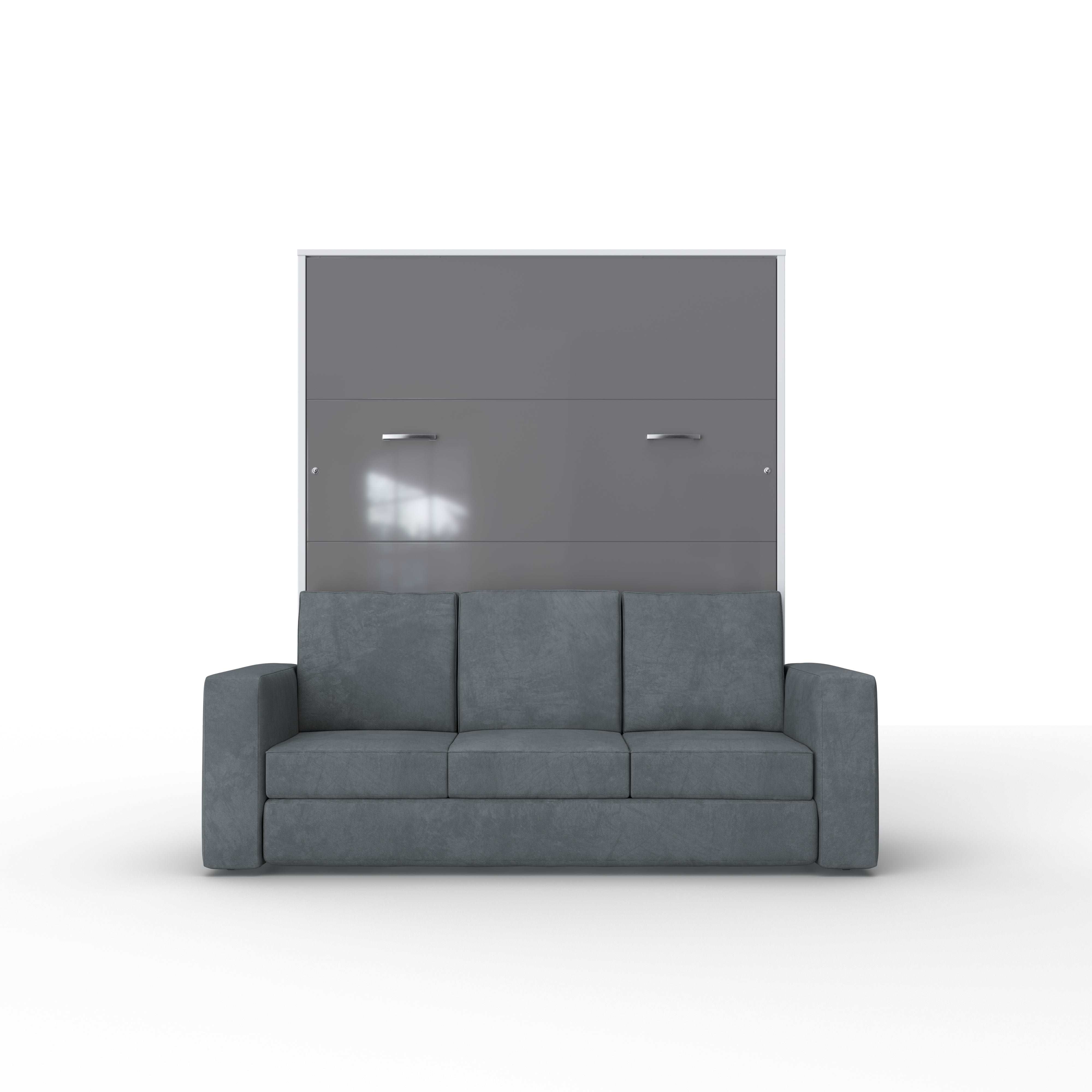 Maxima House - INVENTO Queen Vertical Murphy Bed With a Gray Sofa ...